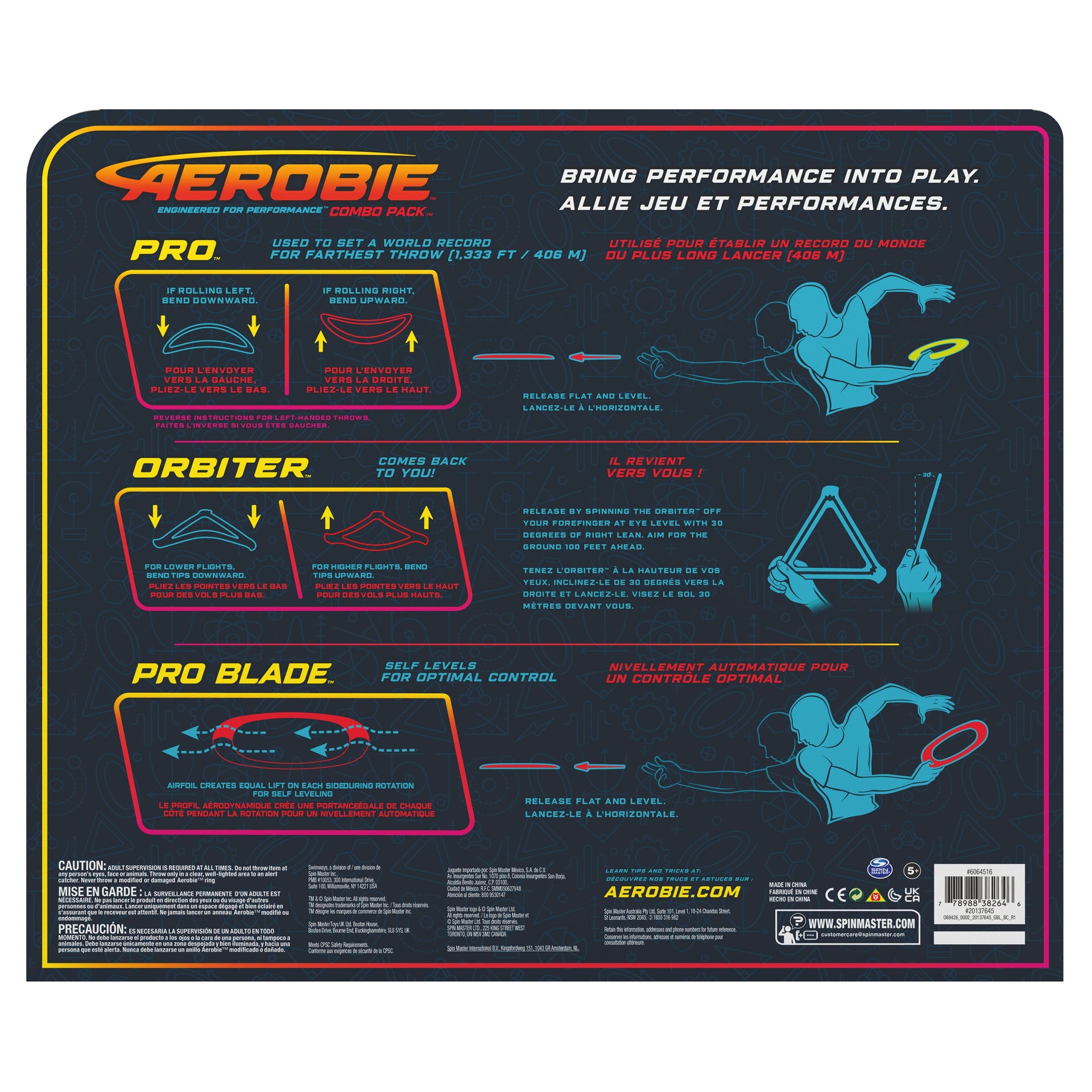 Led Frisbee 7 Wing Boomerang Aerobie 3-Piece Flying Ring Combo Pack ...